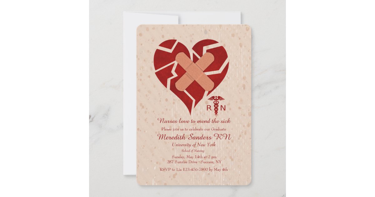 Nurses Love To Mend the Sick Graduation Invitation | Zazzle