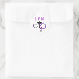 Nurses LPN Stethoscope Classic Round Sticker | Zazzle