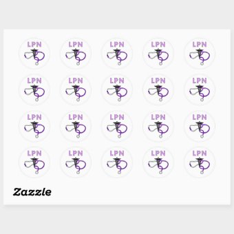 Nurses LPN Stethoscope Classic Round Sticker | Zazzle