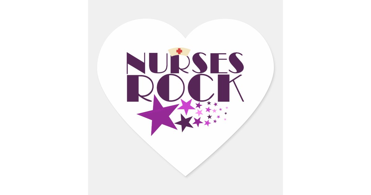 Nurses Rock Heart Sticker | Zazzle
