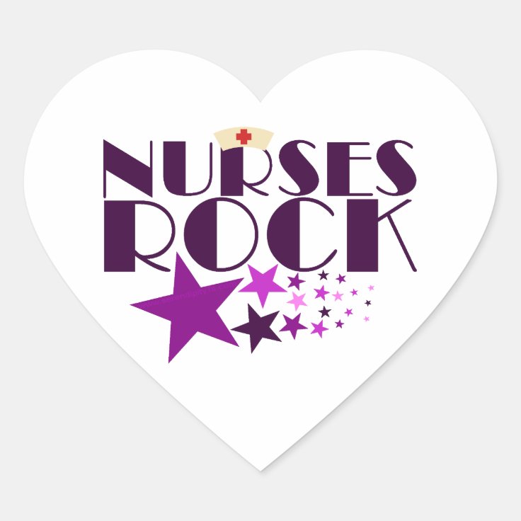 Nurses Rock Heart Sticker | Zazzle