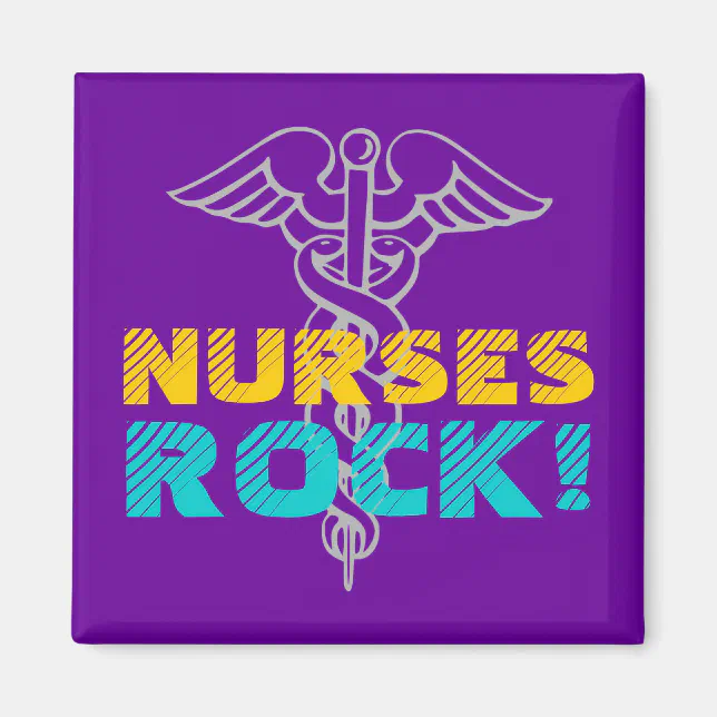 Nurses Rock! Magnet with caduceus symbol | Zazzle