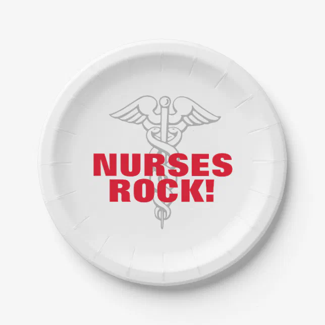 NURSES ROCK paper party plates for nursing week | Zazzle