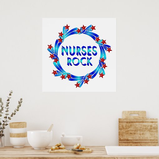 Nurses Rock Red Stars Poster | Zazzle