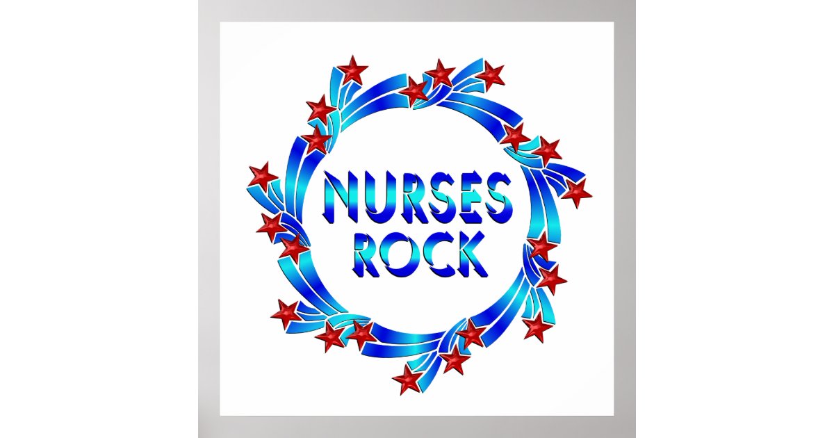 Nurses Rock Red Stars Poster | Zazzle
