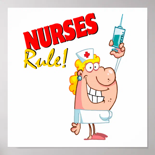 nurses rule cute cartoon nurse poster | Zazzle