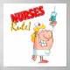 nurses rule cute cartoon nurse poster | Zazzle