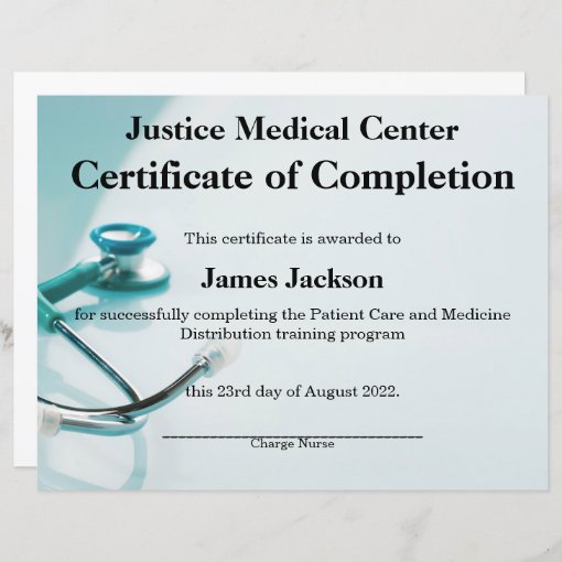 Nursing Certificate of Completion | Zazzle
