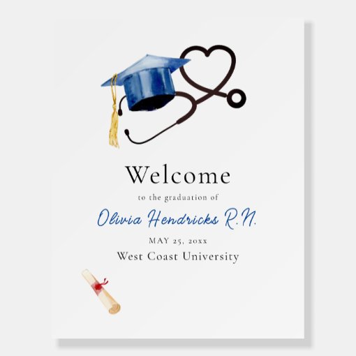 Nursing Graduation Cap and Stethoscope Welcome Foam Board | Zazzle