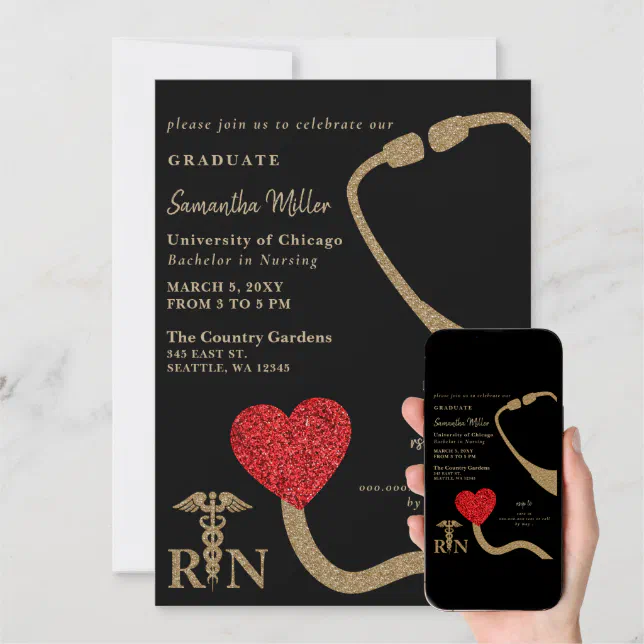Nursing Registered Nurse RN Photo Graduation Invitation | Zazzle