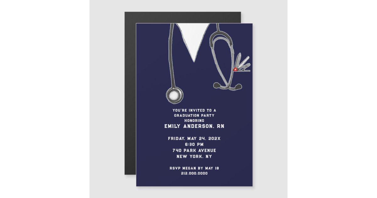 Nursing School Grad Party Magnetic Invitation | Zazzle