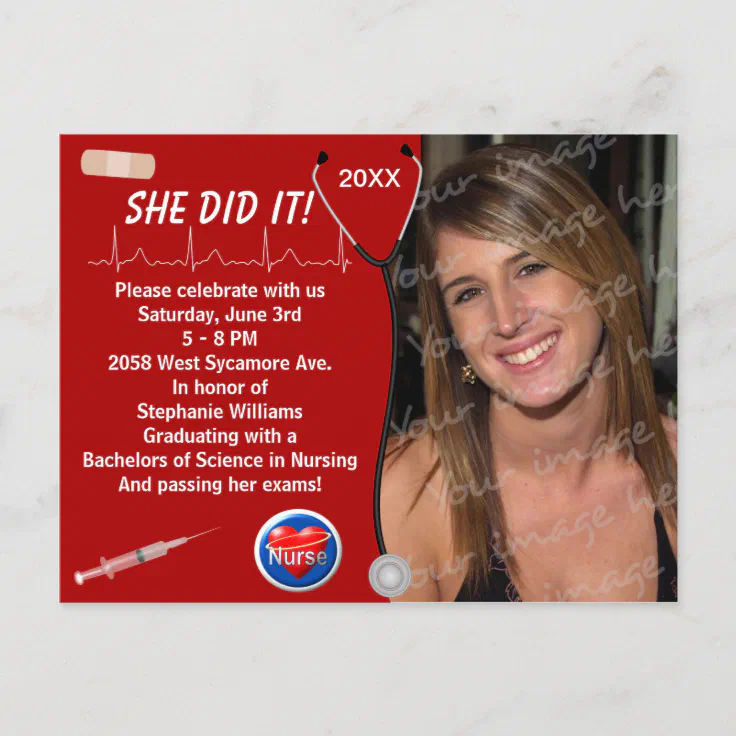 Nursing School Graduation Announcement | Zazzle