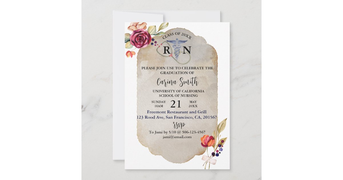 Nursing School Graduation Floral Cottagecore Party Invitation | Zazzle