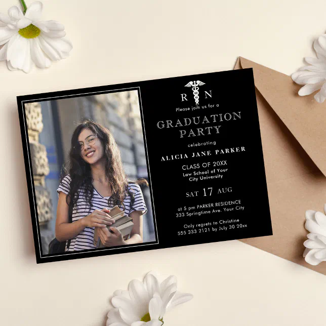 Nursing school graduation modern photo invitation | Zazzle