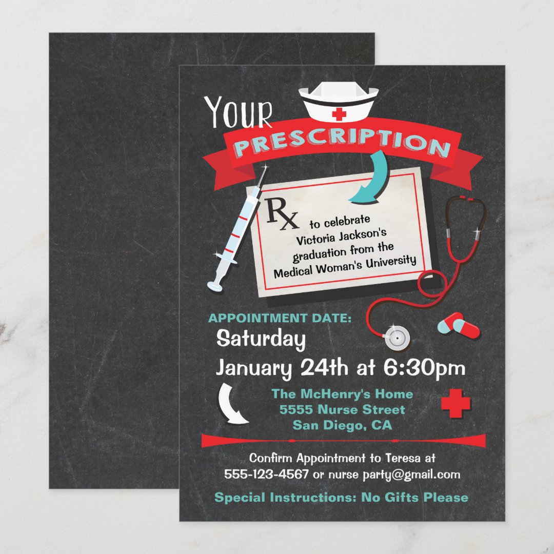Nursing School Graduation Party Prescription Invitation | Zazzle