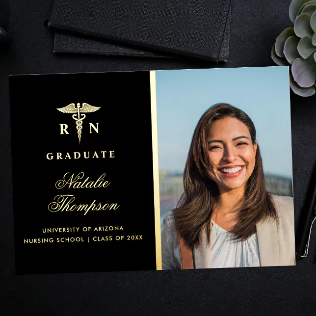 Nursing Student Registered Nurse Graduation Custom Foil Invitation | Zazzle