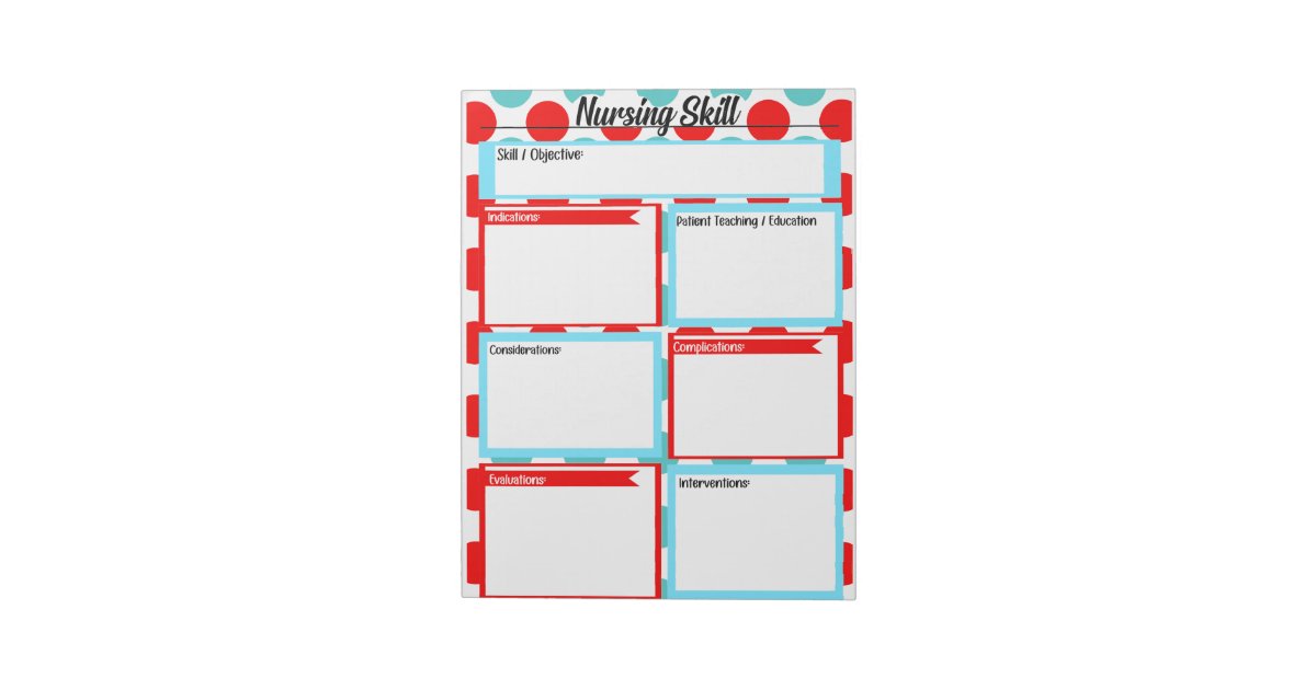 Nursing Student Skills Template Notepad | Zazzle