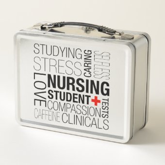 Nursing Student Text Metal Lunch Box | Zazzle