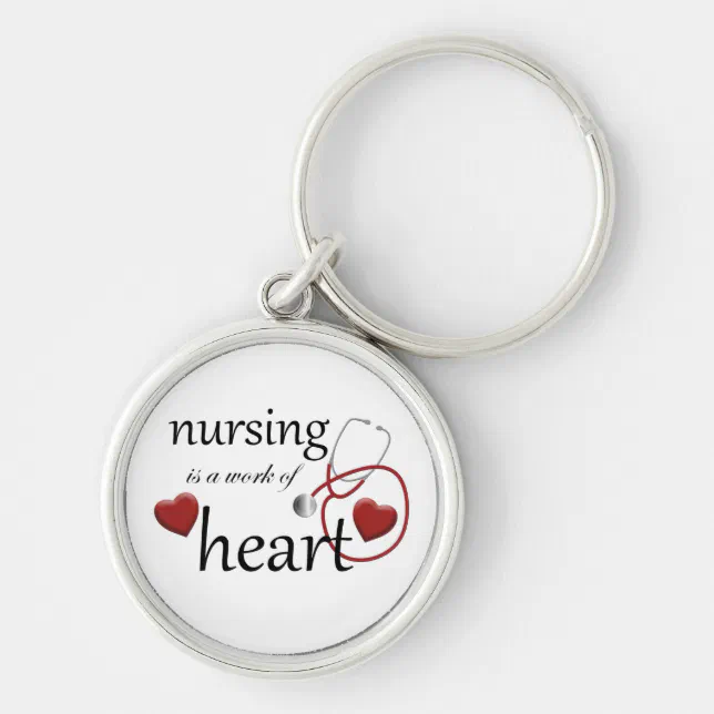 Nursing Work of Heart Nurse Button Keychain | Zazzle