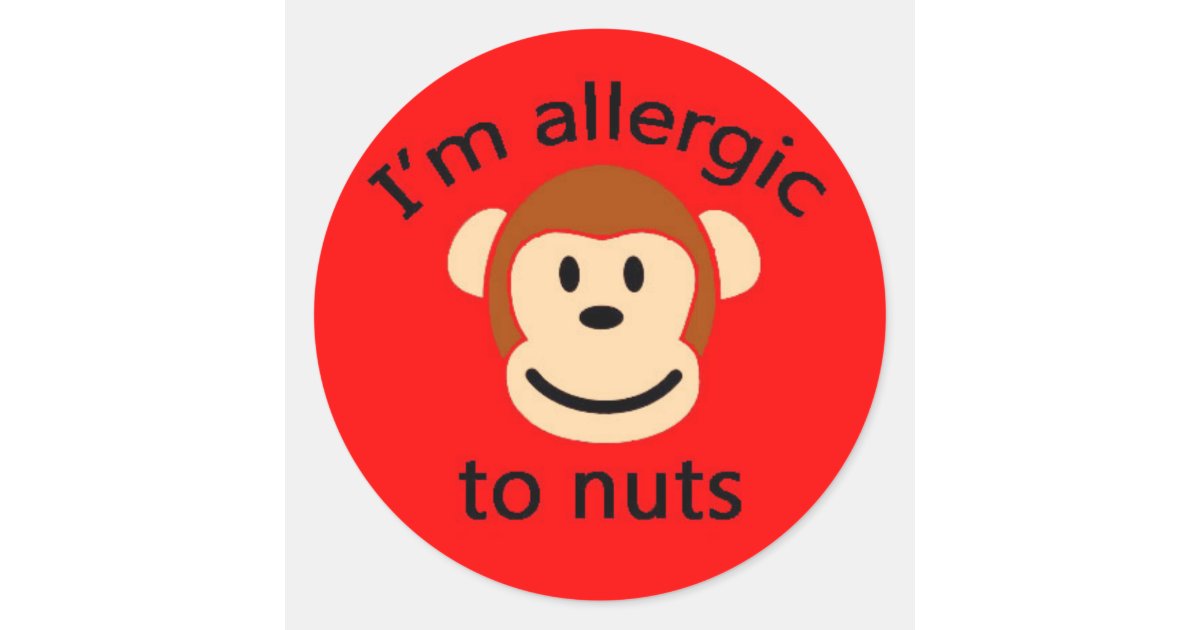 Nut allergy childrens sticker RED | Zazzle
