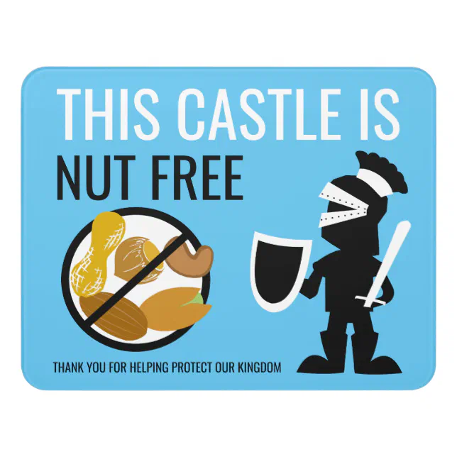 Nut Free Area Kids Knight No Nuts Allowed Door Sign | Zazzle