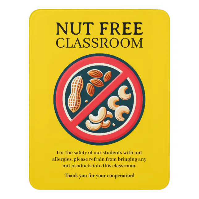 Nut Free Classroom Door Sign | Zazzle