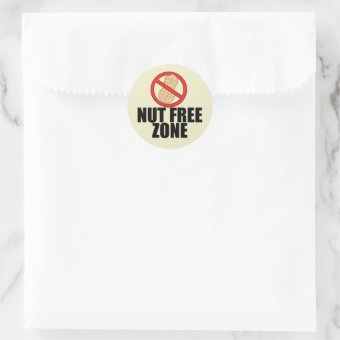 Nut Free Zone Cool Peanut Allergy Awareness Classic Round Sticker | Zazzle