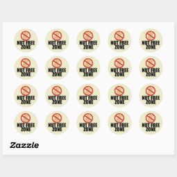 Nut Free Zone Cool Peanut Allergy Awareness Classic Round Sticker | Zazzle