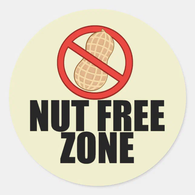 Nut Free Zone Cool Peanut Allergy Awareness Classic Round Sticker | Zazzle
