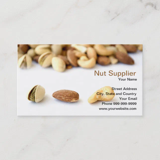 nut supplier business card | Zazzle