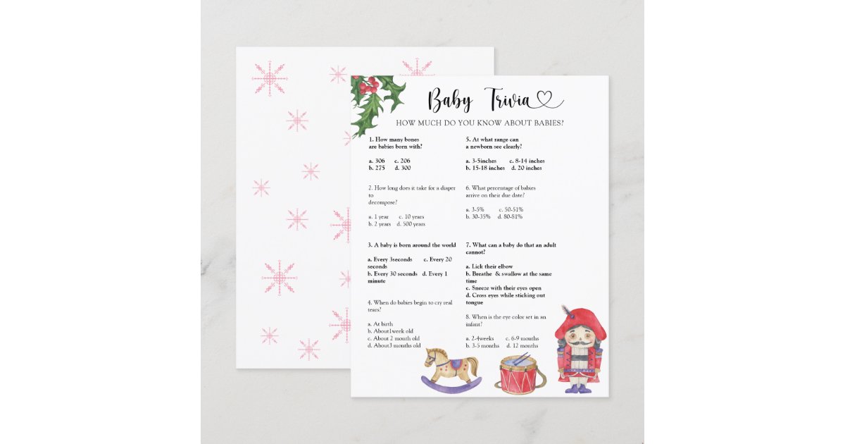 Nutcracker - Baby Trivia | Baby Shower Game | Zazzle