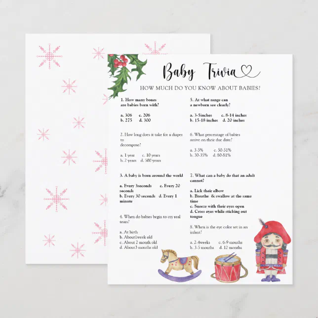 Nutcracker - Baby Trivia | Baby Shower Game | Zazzle