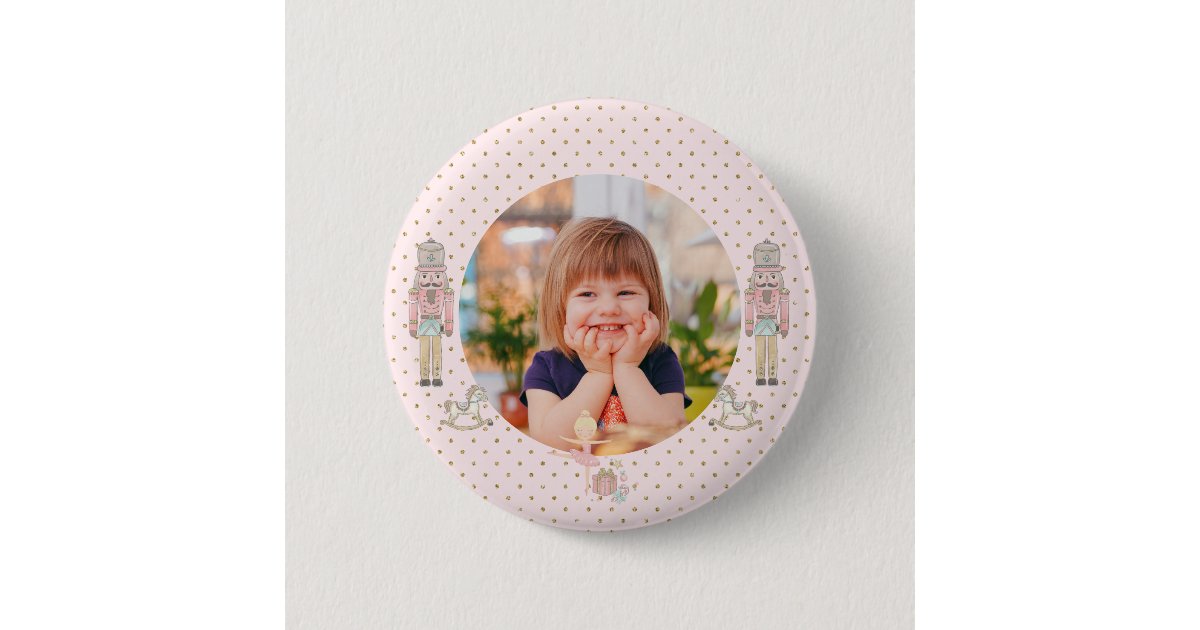 nutcracker baby's first Christmas Button | Zazzle