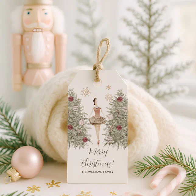 Nutcracker Ballerina Christmas Gift Tags | Zazzle