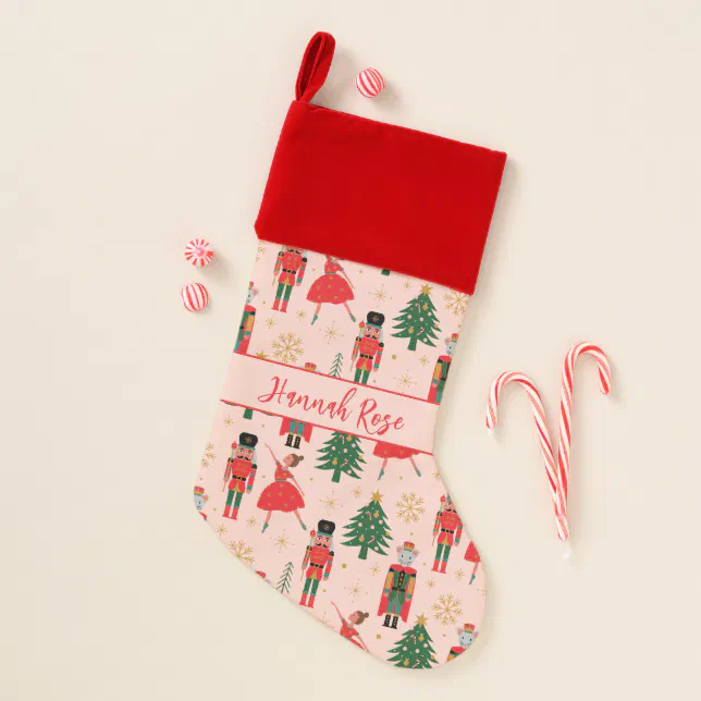 Nutcracker & Ballerina Cute Pink Christmas Christm Christmas Stocking ...
