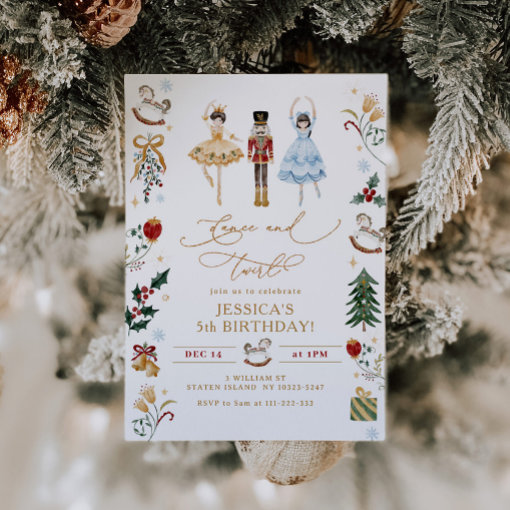 Nutcracker ballerina dance and twirl birthday invitation | Zazzle