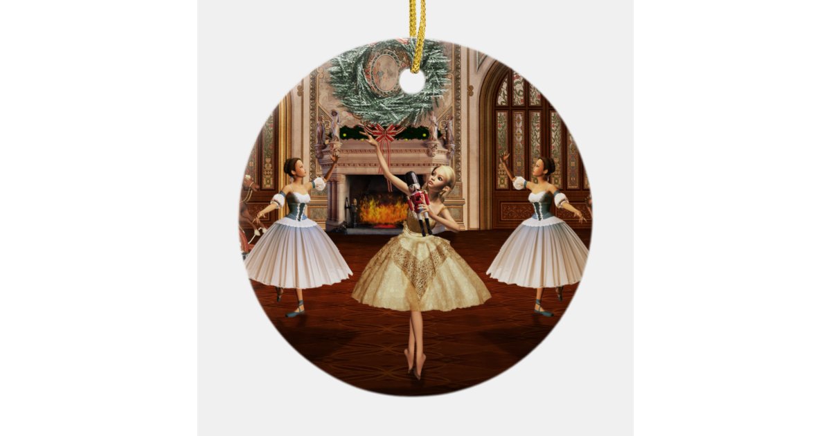 Nutcracker Ballerinas Christmas Round Ornament | Zazzle