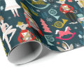 Nutcracker Ballet Characters - Navy Wrapping Paper | Zazzle