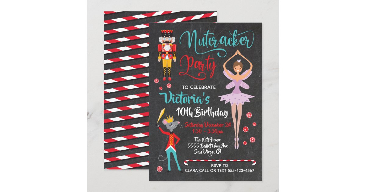 Nutcracker ballet Christmas Birthday Party Invitation | Zazzle