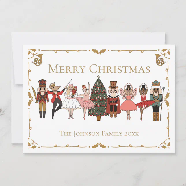 Nutcracker Ballet Merry Christmas Holiday Card | Zazzle