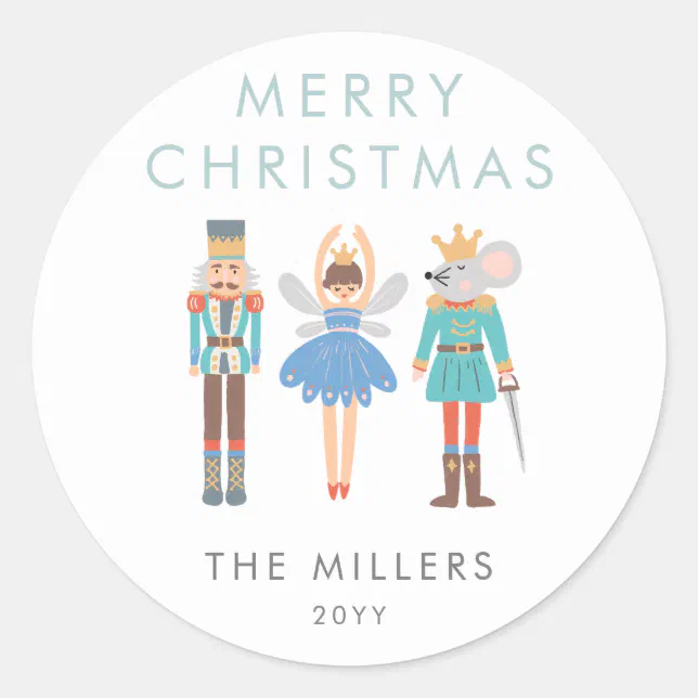 Nutcracker Ballet Minimal Modern Classic Round Sticker | Zazzle