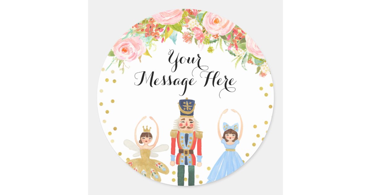 Nutcracker Ballet Pink Flower Thank You sticker | Zazzle