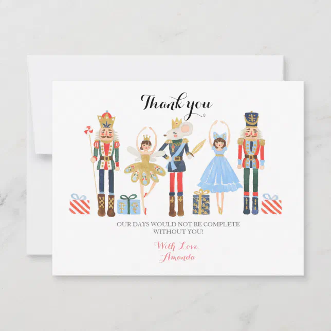 Nutcracker Ballet Watercolor Thank you card | Zazzle