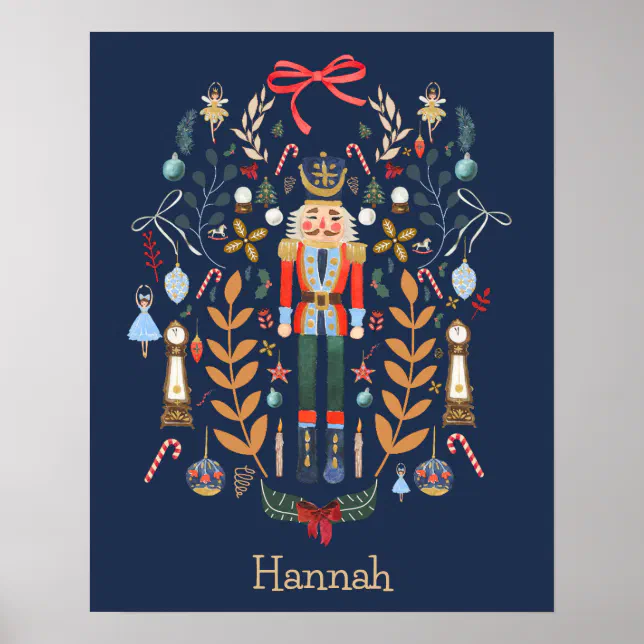 Nutcracker Christmas Ballet Custom Name Poster | Zazzle