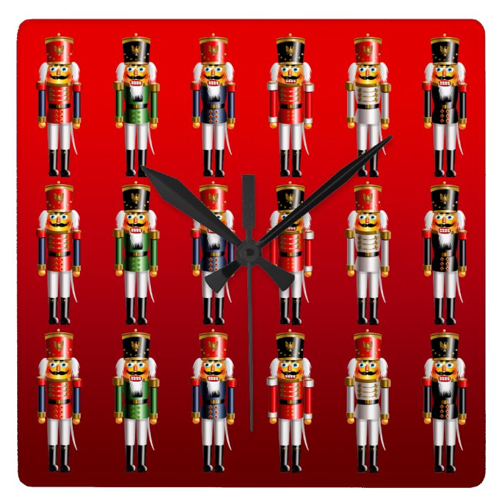 Nutcracker Christmas Ballet Square Wall Clock | Zazzle.com