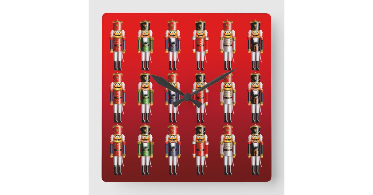 Nutcracker Christmas Ballet Square Wall Clock | Zazzle