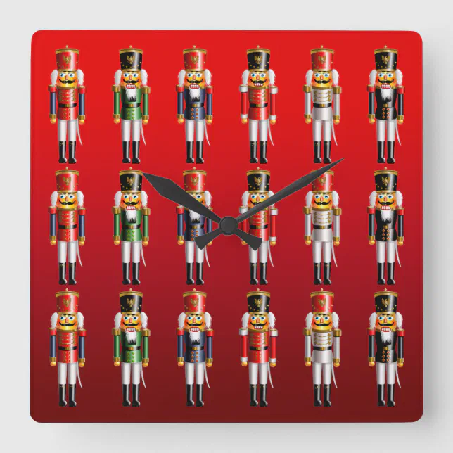 Nutcracker Christmas Ballet Square Wall Clock | Zazzle