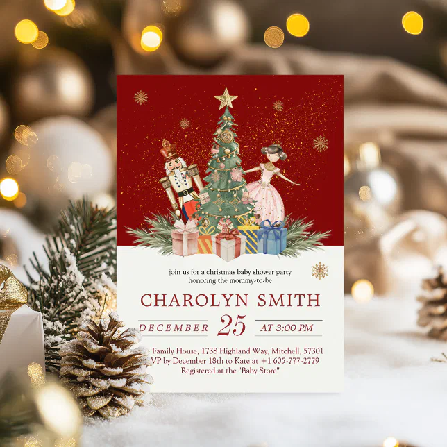 Nutcracker Christmas Party Baby Shower Invitation | Zazzle