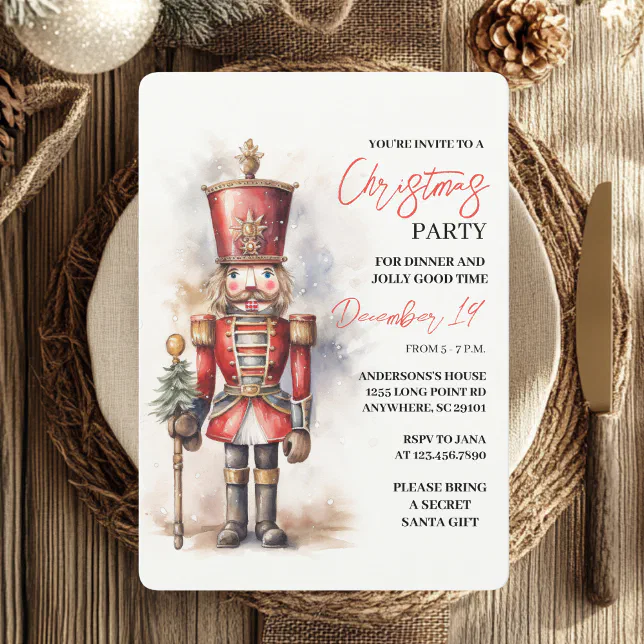 Nutcracker Christmas Party Invitation | Zazzle