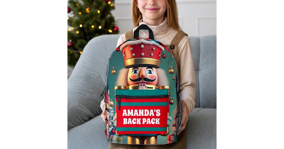Nutcracker Christmas Personalized Kids Printed Backpack | Zazzle